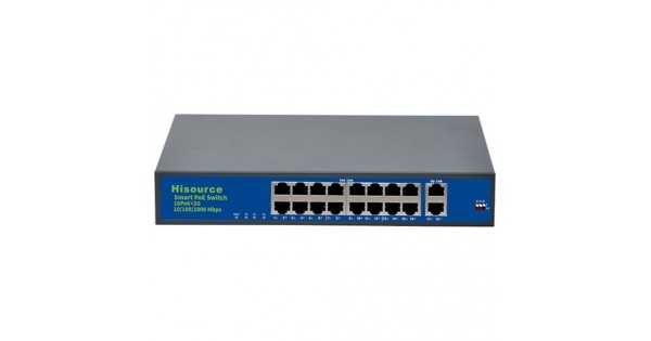 Hİ-F1620GBL-A Hisource 16 Port Poe Switch + 2 Port Uplink Gigabit